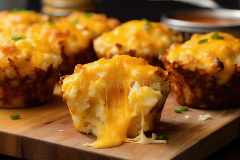Mac and Cheese Cups on Rustic Table. American Mini Appetizer Stock ...