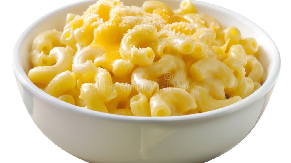 Mac and Cheese Front View with White Background and Spotlight for ...