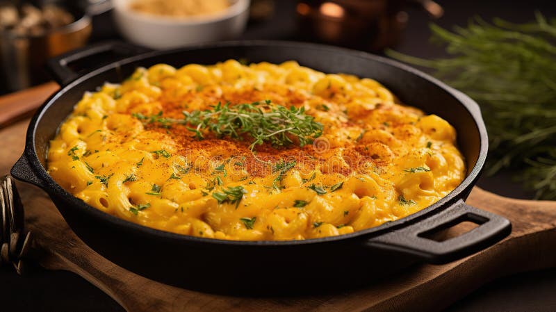 Mac and Cheese on Rustic Table Setting. Traditional American Dish Stock ...