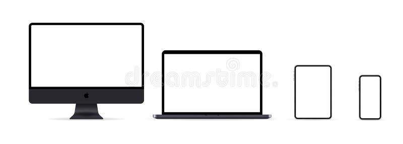 Mac Display, Macbook, Ipad and Iphone Icon. Neumorphic UI UX White User ...
