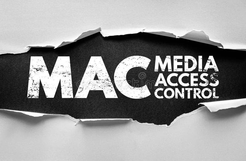 MAC Media Access Control Concept with Bold Distressed Typography Shown on Torn Paper Design ...