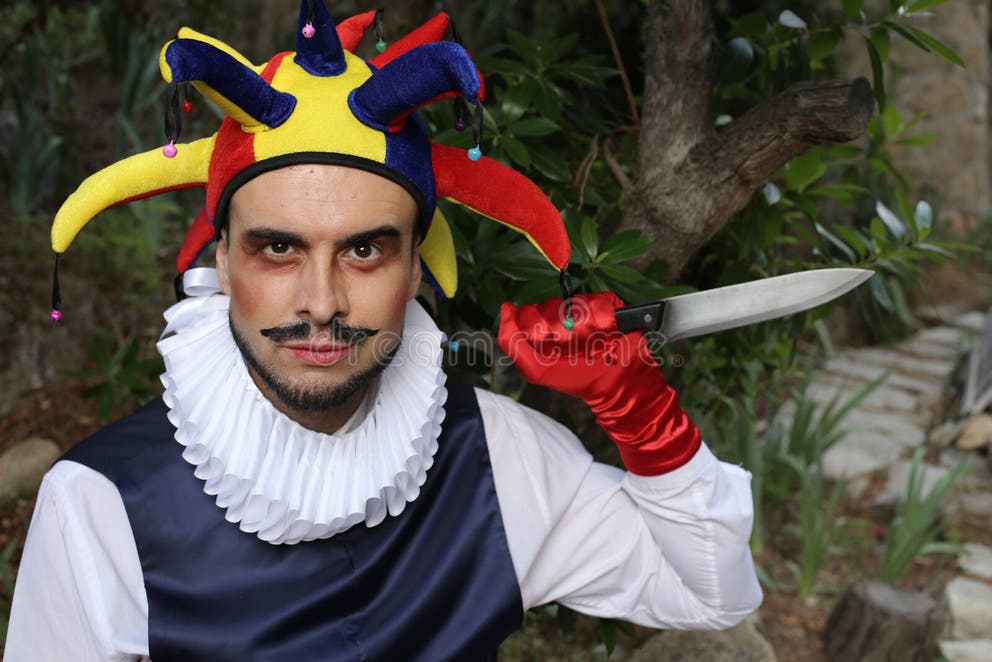 Macabre Buffoon Holding a Knife Stock Image - Image of crazy, joker ...