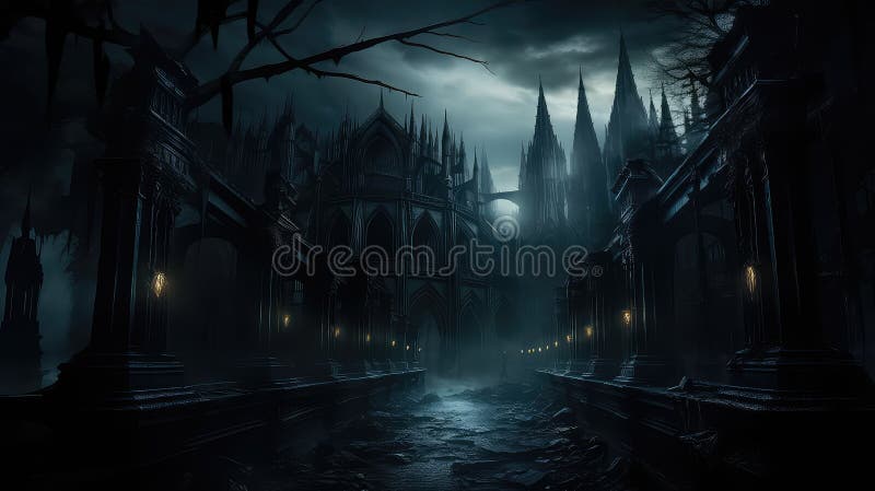 Macabre Dark Architecture Background Stock Photo - Image of nocturnal ...