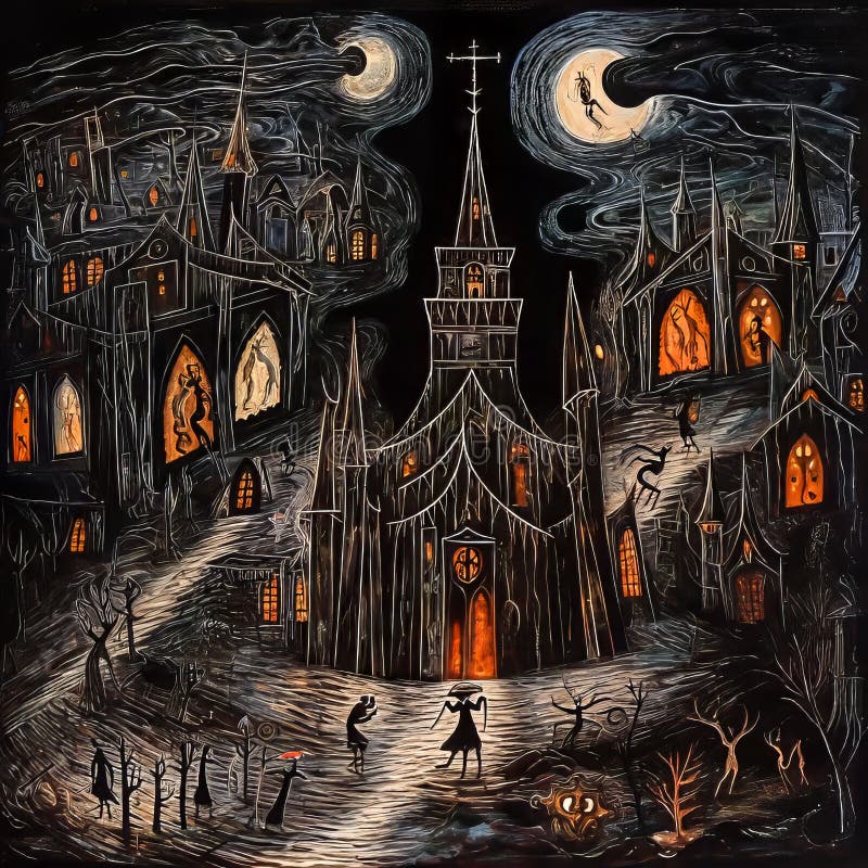 Macabre German Expressionism Painting Stock Illustration - Illustration ...