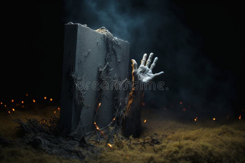 Macabre Touch a Zombie Hand Emerges from the Haunting Tomb Stock ...