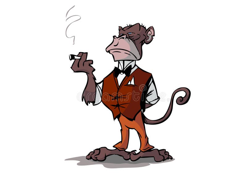 Macaco Fresco Que Fuma Um Cigarro Ilustração do Vetor - Ilustração de ...