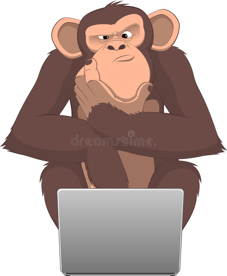 Macaco e computador ilustração do vetor. Ilustração de pele - 42684746