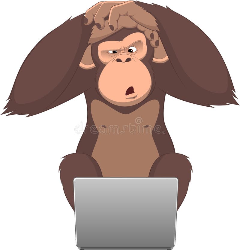 Macaco e computador ilustração do vetor. Ilustração de pancada - 42760681