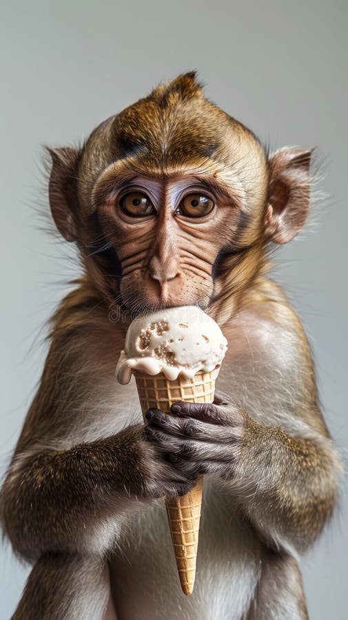 Macaco Tomando Sorvete No Parque Imagem de Stock - Imagem de coma ...