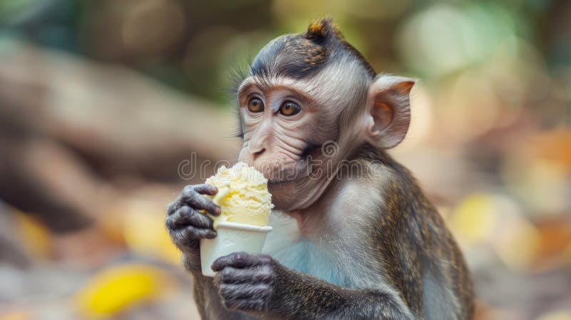 Macaco Tomando Sorvete No Parque Foto de Stock - Imagem de nave, malaio ...