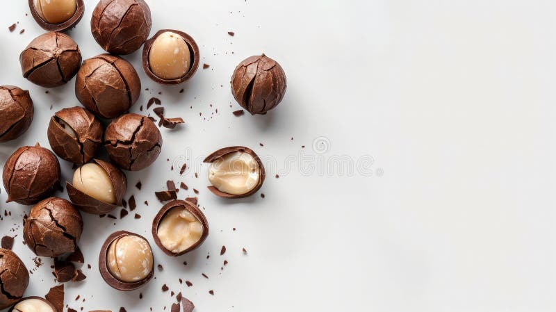 Macadamia Nut with Cracked Shells Isolated on White Background Created ...