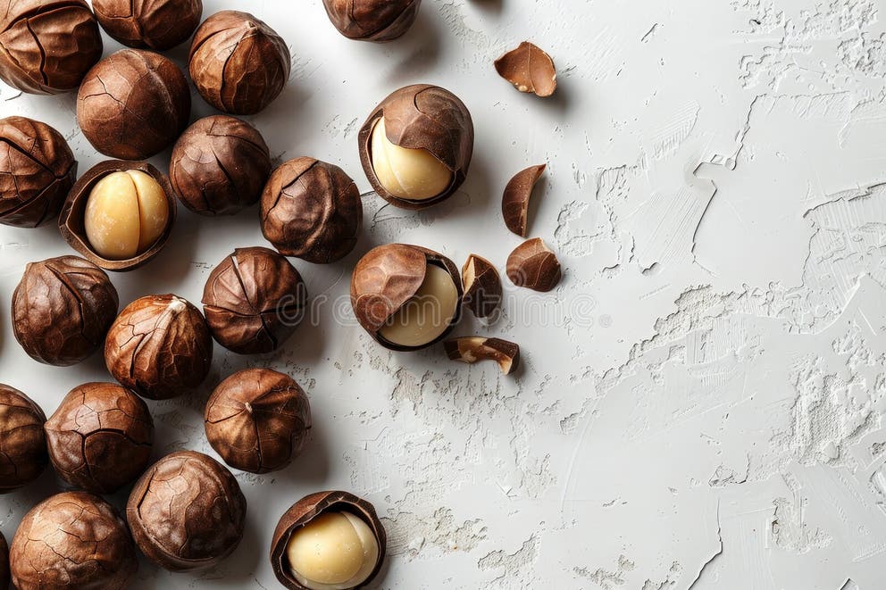 Macadamia Nut with Cracked Shells Isolated on White Background Created ...