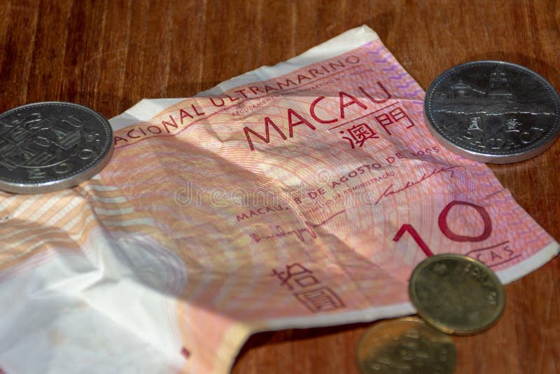 Macao Pataco Bill and Coins Stock Image - Image of change, banking ...