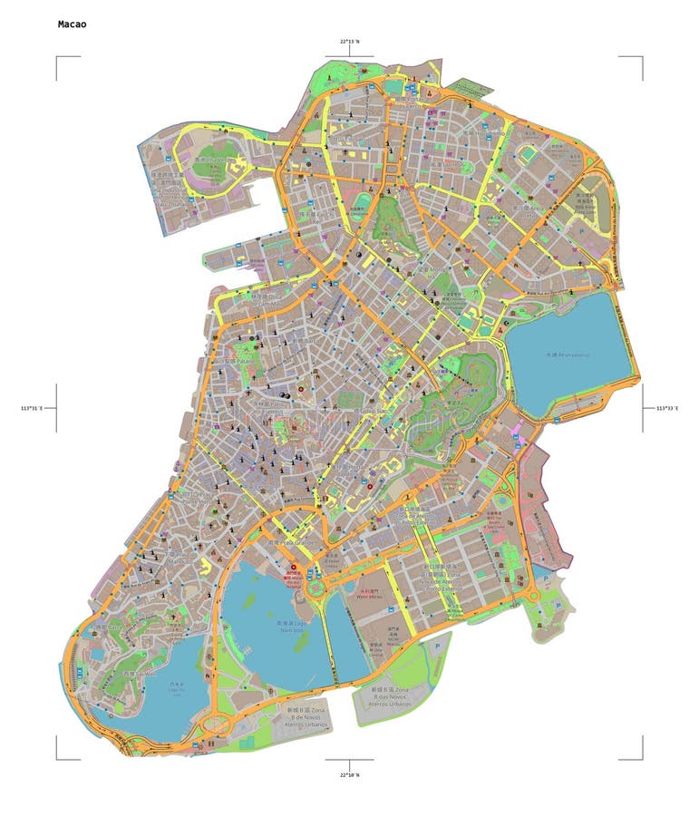 Macao Shape on White. Topo Standard Stock Illustration - Illustration ...