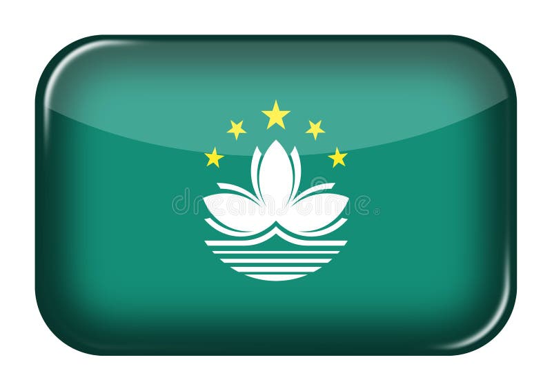 Macao Web Icon Rectangle Button with Clipping Path 3d Illustration ...