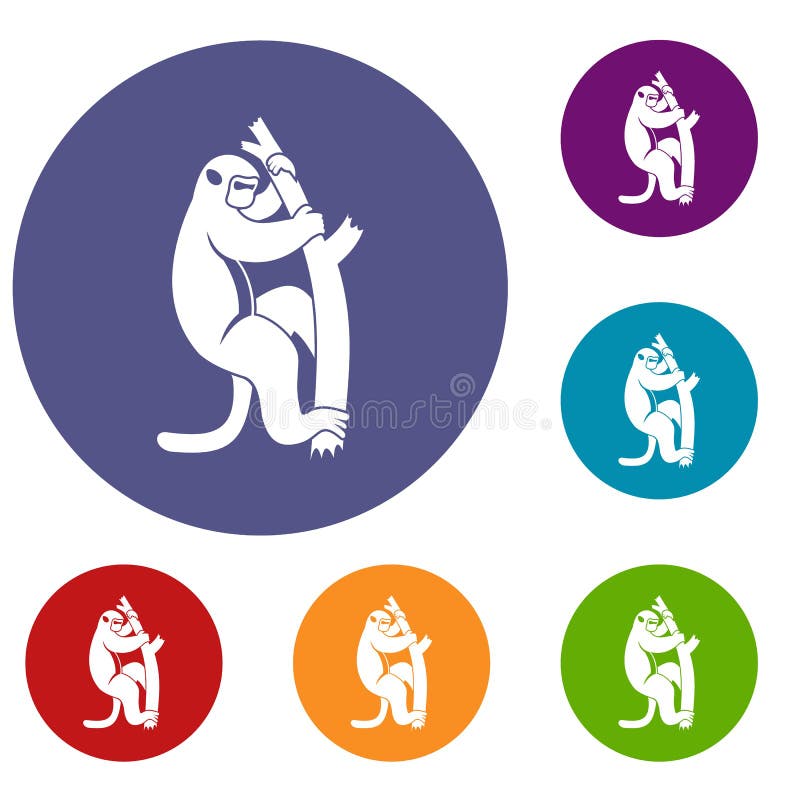 Macaque on a Tree Icons Set Stock Vector - Illustration of nature ...