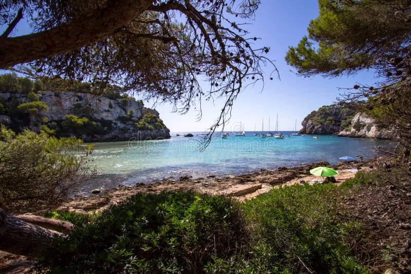 Macarella Beach, Menorca, Spain Stock Photo - Image of summer, swimming ...