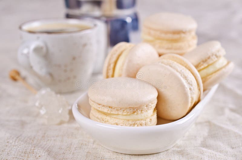 Macaron beige fait maison photo stock. Image du gastronomie - 81069028