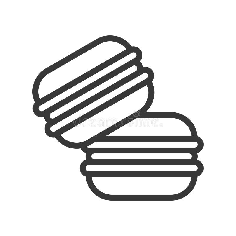 Macaron Biscuit, Sweets and Dessert Outline Icon Stock Vector ...
