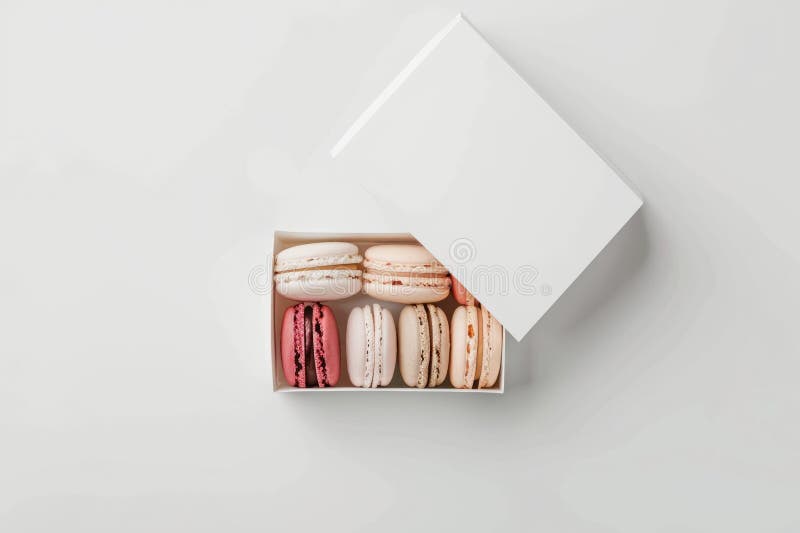 Macaron Box Mockup, on White Background, Branding Stock Illustration ...