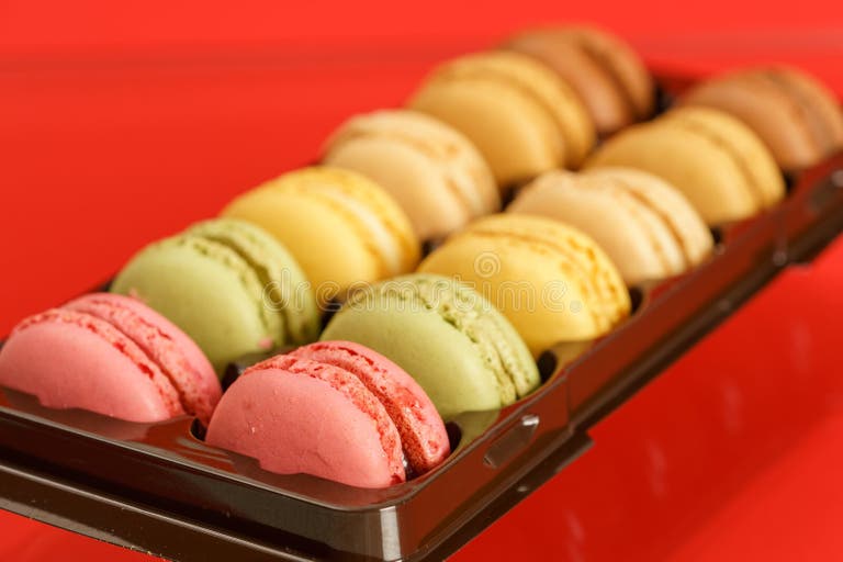 Macaron Cakes in Plastic Package Stock Photo - Image of food, dessert ...