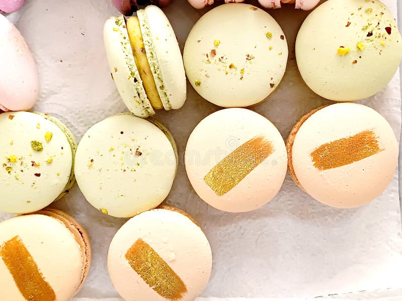 Macaron, dessert with gold stock photo. Image of dessert - 254176050