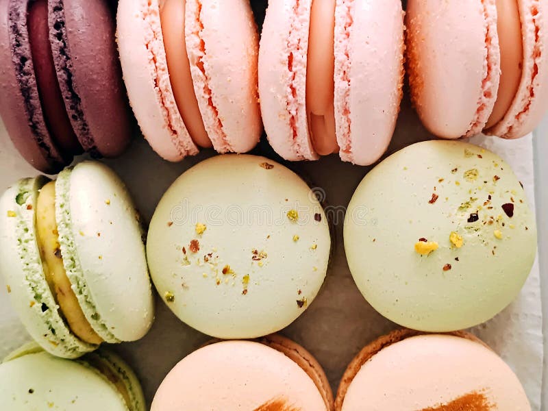 Macaron Dessert with Gold in a Row Stock Photo - Image of cuisine ...
