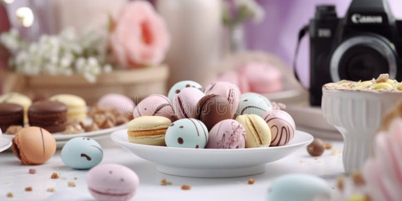 Macaron Display with Various Flavors Stock Photo - Image of sweet, food ...