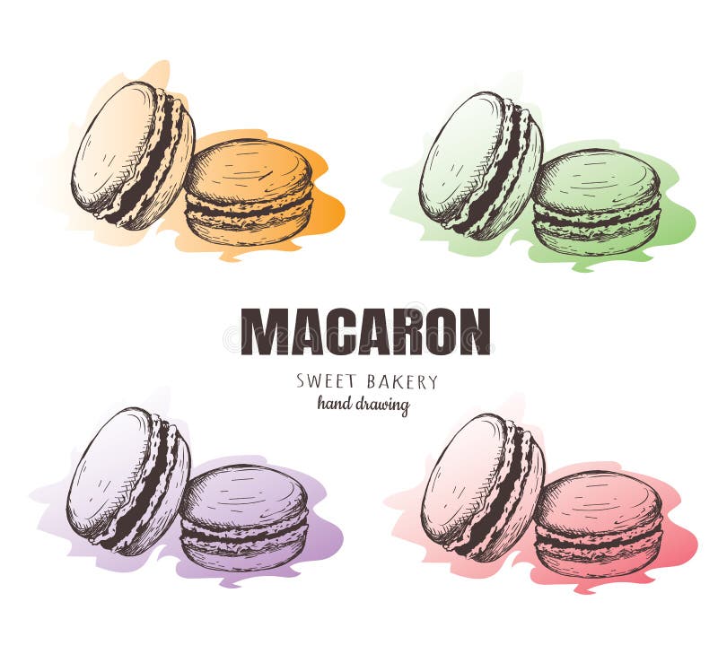 Macaron, Macaroon, Macaron Sketch Set. Stock Vector - Illustration of ...