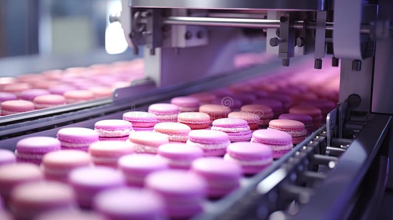 Macaron Production Line: Automated Process in the Bakery Stock ...