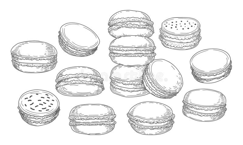 Macaron sketch set stock vector. Illustration of cake - 342540284