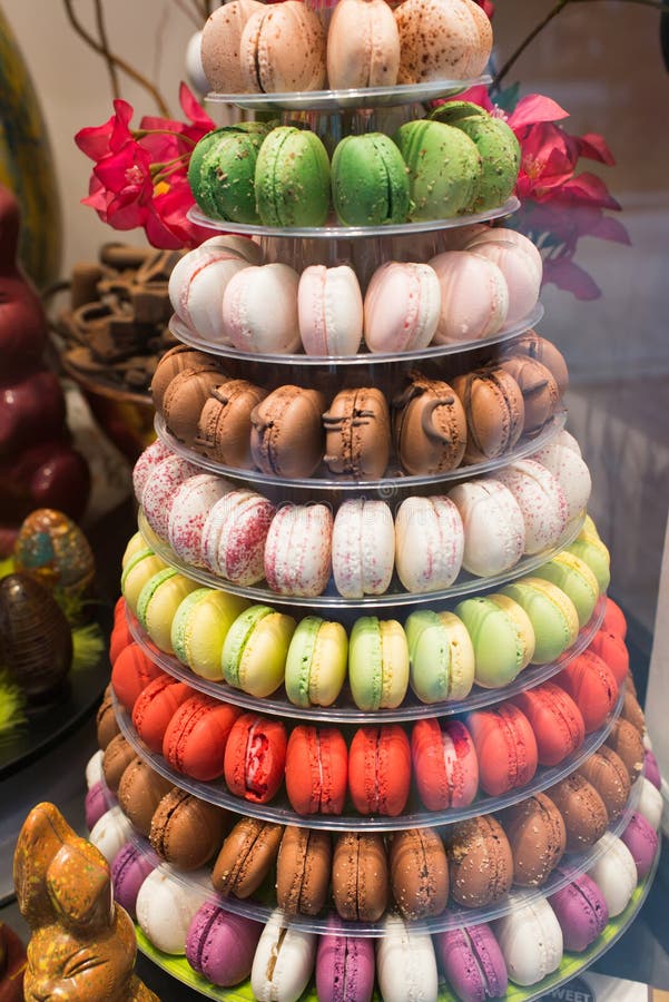 Macaron Tower with Assorted Colours and Flavours. Backgrounds Stock ...