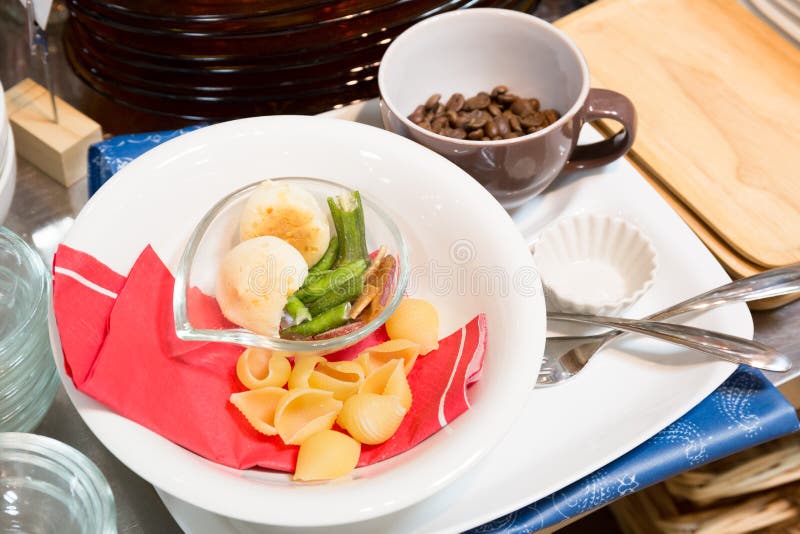 Macaroni and bread set stock photo. Image of dish, carbohydrate - 30771494