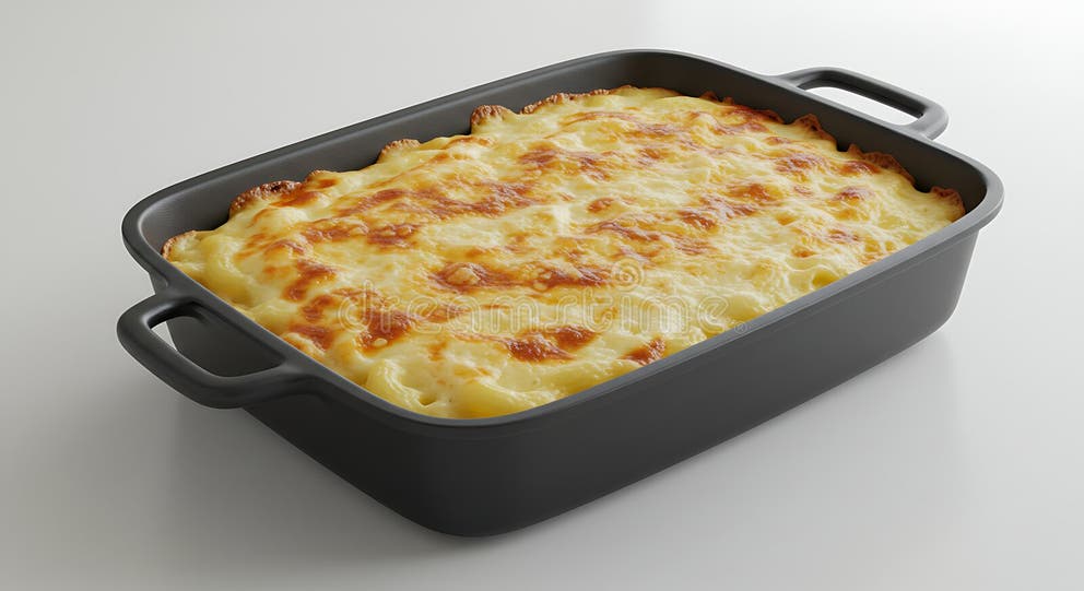 Macaroni and Cheese Baking in a Gray Rectangular Dish Stock ...