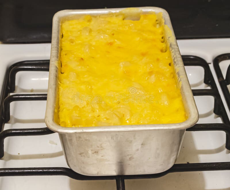 Macaroni and Cheese in a Baking Tin Stock Photo - Image of foods, stove ...