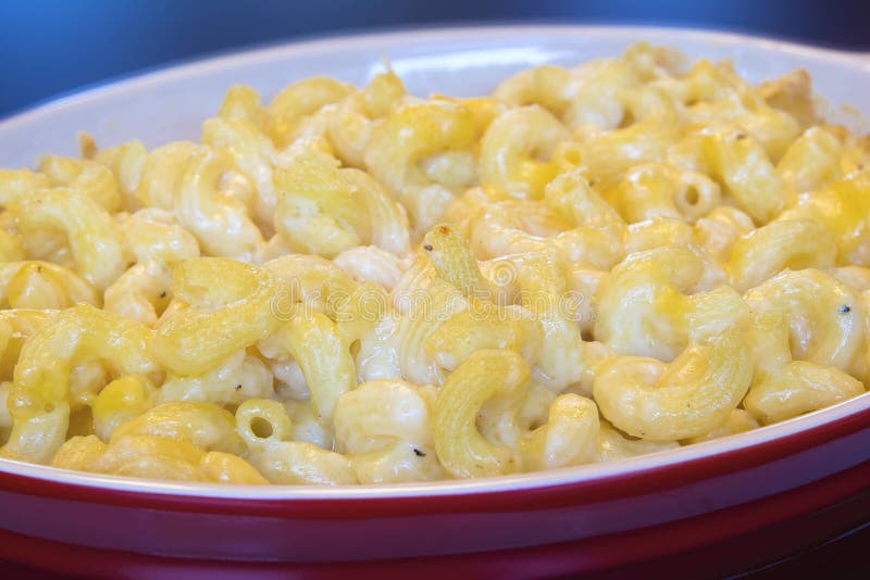 Macaroni and Cheese in Red Dish Closeup Stock Photo - Image of dinner ...