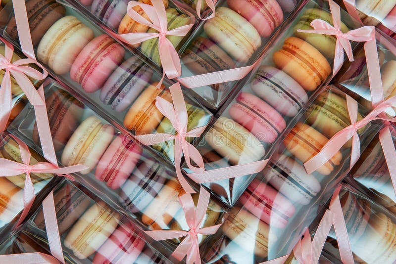 Macaroni Cookies of Different Colors in a Package with a Bow, a Lot of ...