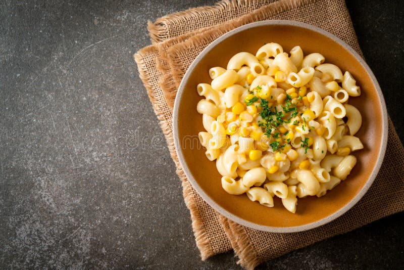 Macaroni Creamy Corn Cheese on Plate Stock Image - Image of cuisine ...