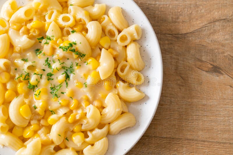 Macaroni Creamy Corn Cheese on Plate Stock Photo - Image of creamy ...