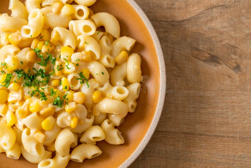 Macaroni Creamy Corn Cheese on Plate Stock Image - Image of cooking ...