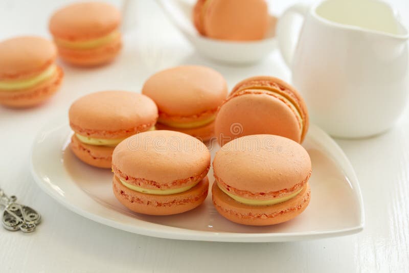 Macaroni, French Dessert, with Apricots and Chocolate Stock Image ...