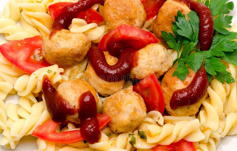 Macaroni with meatballs stock photo. Image of bowl, gourmet - 42824900
