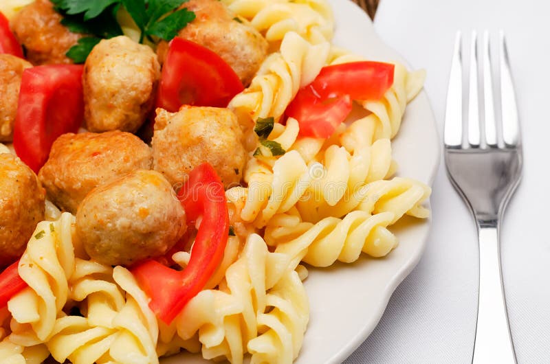 Macaroni with meatballs stock photo. Image of herb, gourmet - 42824924