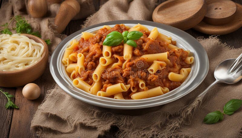 Macaroni (pasta) with Meat Stew,russian Cuisine Stock Illustration ...