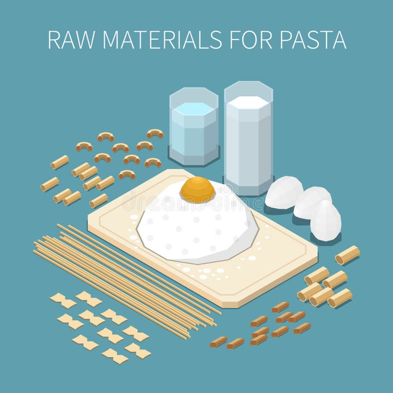 Macaroni Pasta Production Square Isometric Composition Stock Vector ...