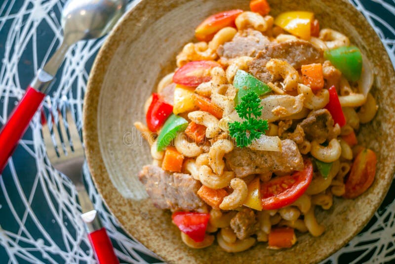 Macaroni with tomato sauce stock photo. Image of kerry - 150862592