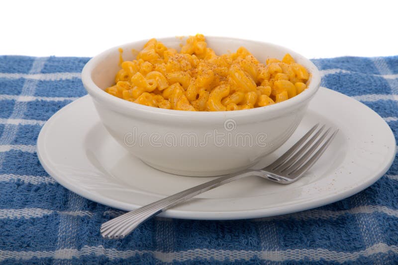 Macaronie and Cheese in White Bowl Stock Photo - Image of sauce, yellow ...