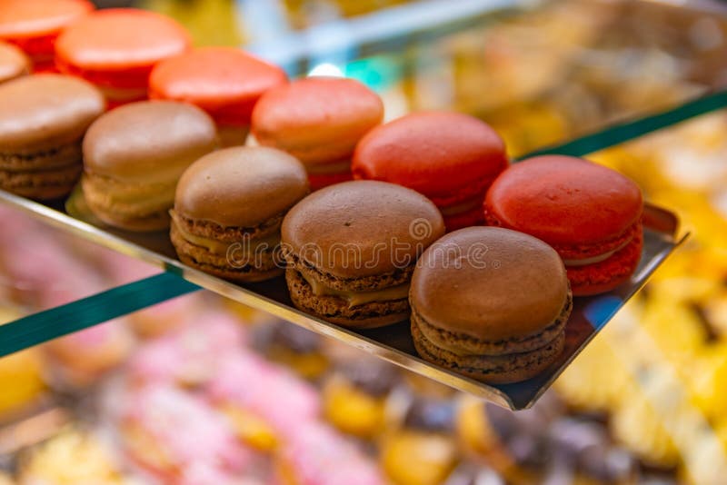 Macarons Closeup Inside an Italian Pastry. Stock Photo - Image of ...