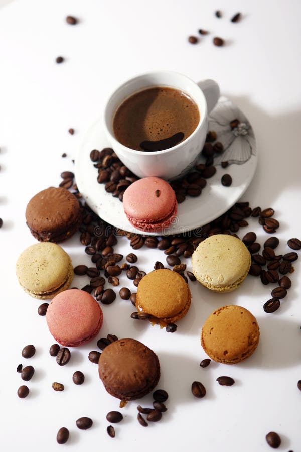 Macarons and coffee beans stock photo. Image of coffee - 38348476
