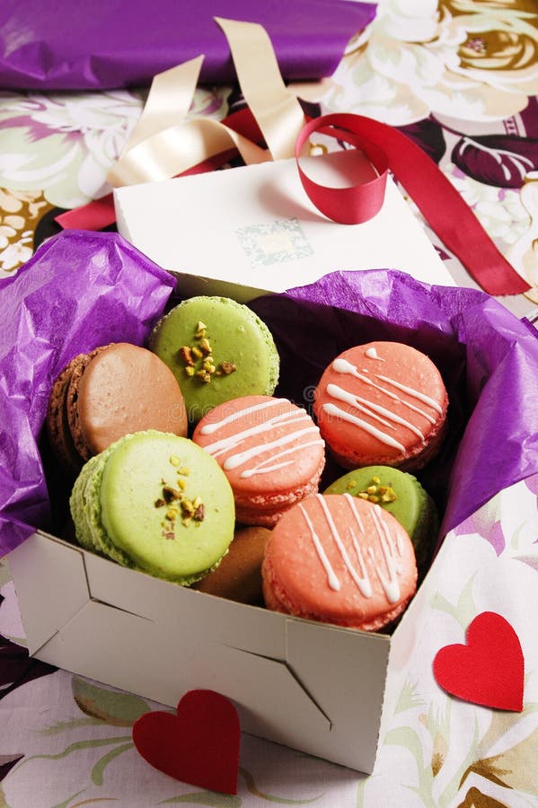 Pink Macarons Collage with Vintage Shabby Chic Theme Stock Image ...